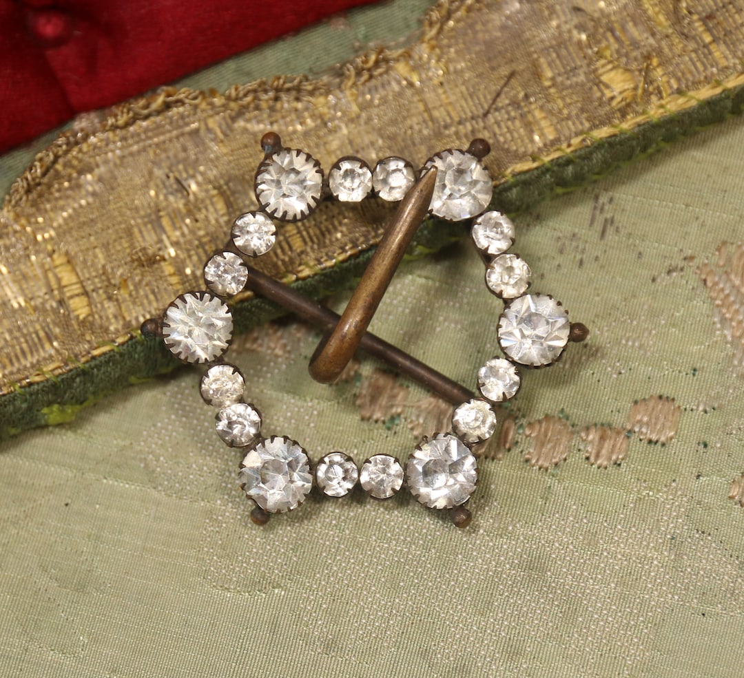 Antique Victorian Lovely Prong Set Glass Rhinestone Buckle 1800s 18th ...