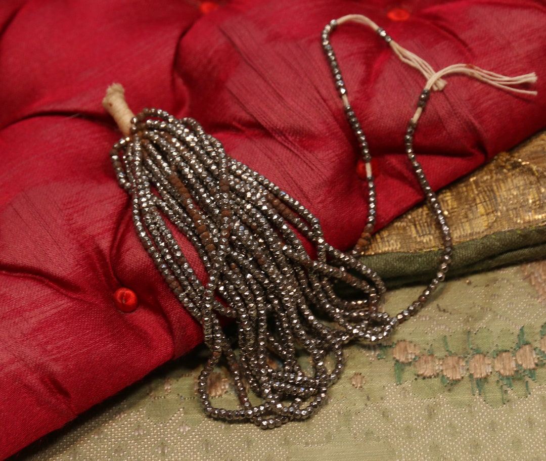 Antique Rare Hank Cut Steel Beads Full Hank Silver Shade Fine Tiny ...