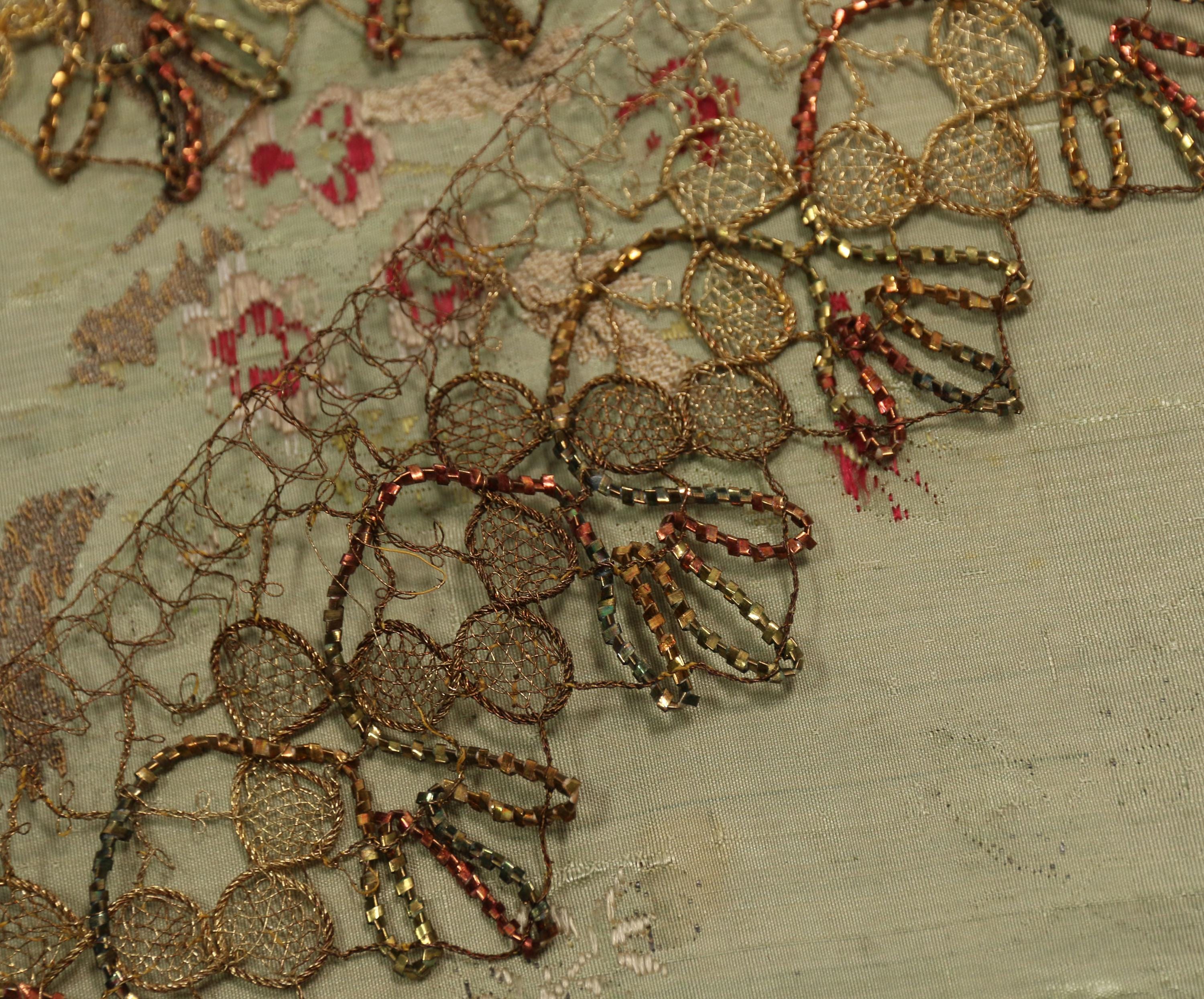 3/4 Yard+ Rare Antique Lace Metal Trim Millinery Braid 2 5/16" Wide ...