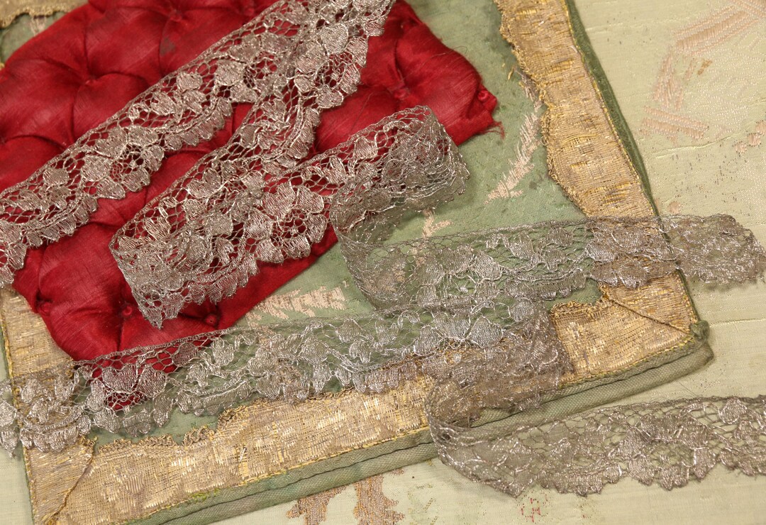 1 Yard Antique Lame Metal Art Deco Metal Silver Lace Lame Lot 1 Wide ...