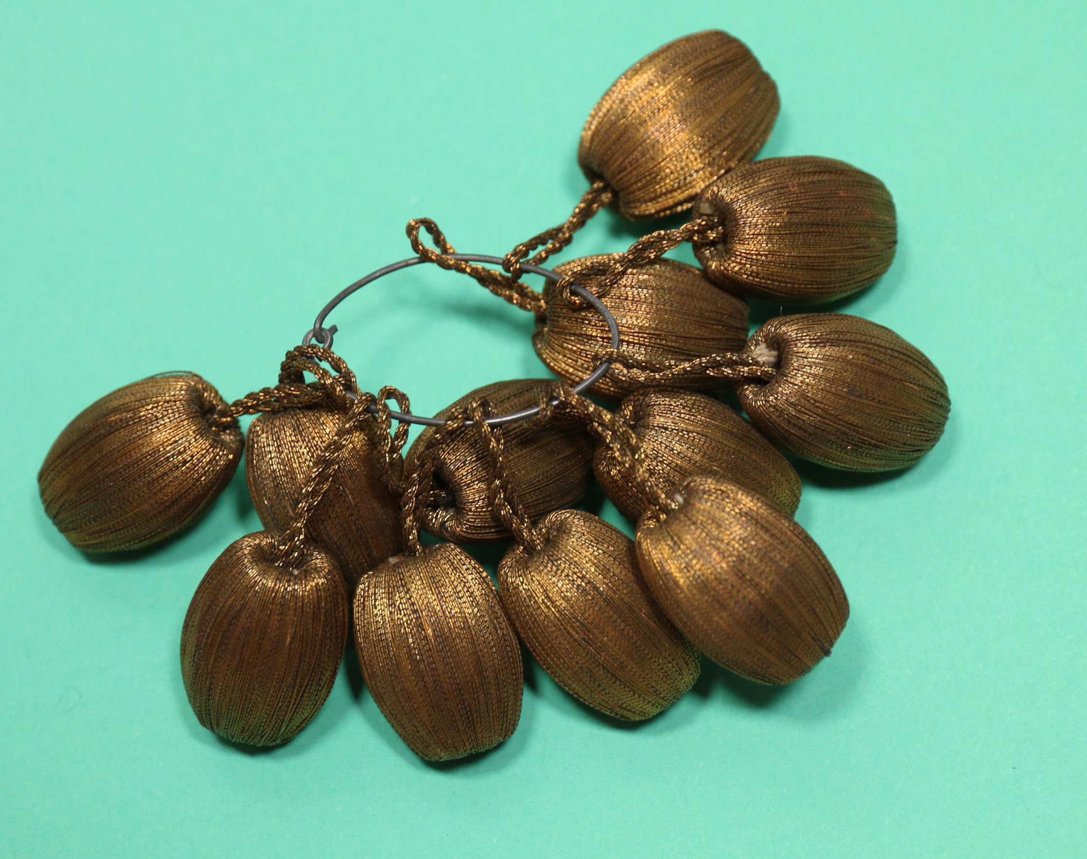 Antique Lot of 12 Fabulous Round 7/8" Shape Metal Bobble Trim Gold ...