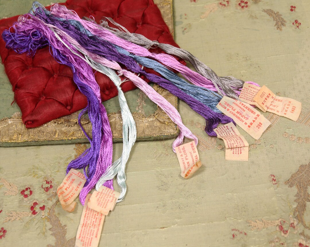 8 Packages Purple Blue Shades Antique Pure Silk Filo Heminway Japan ...