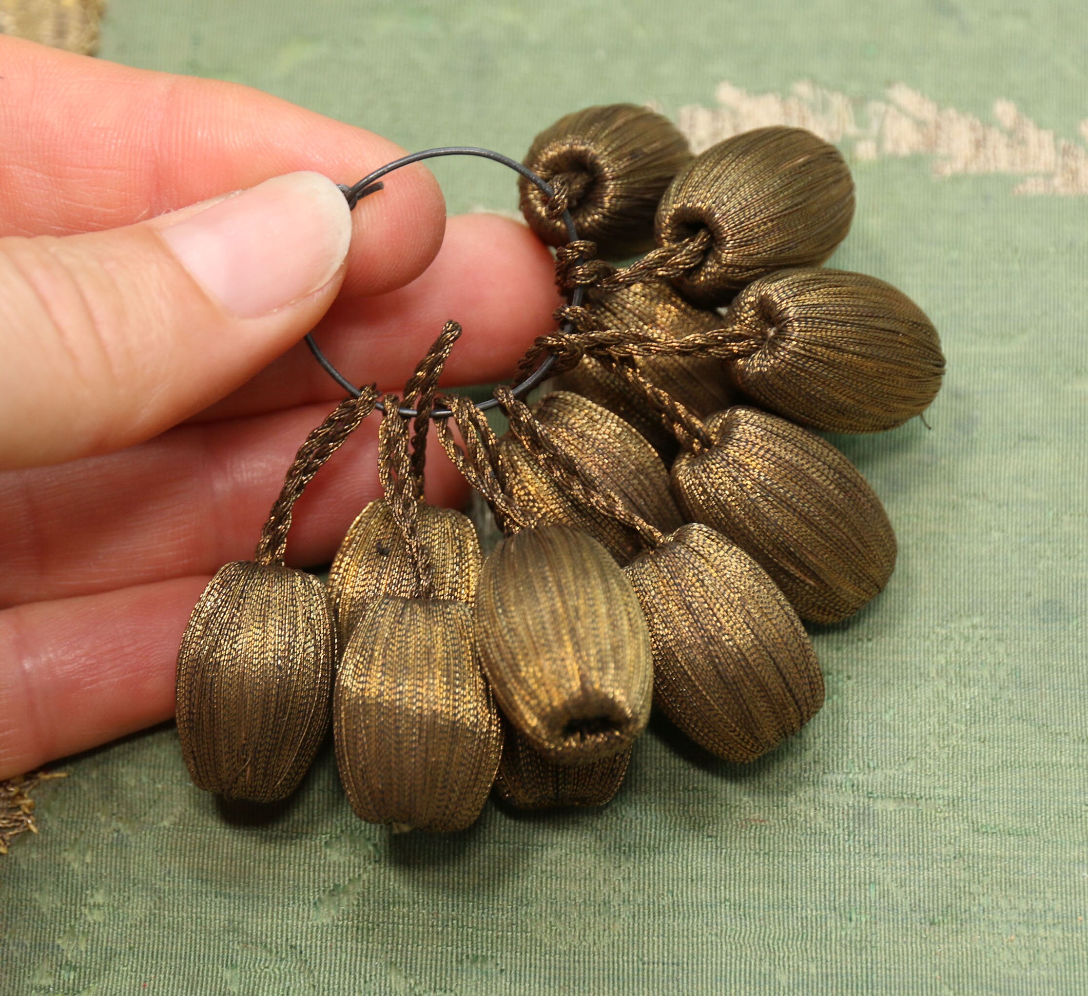 Antique Lot of 12 Fabulous Round 7/8" Shape Metal Bobble Trim Gold ...