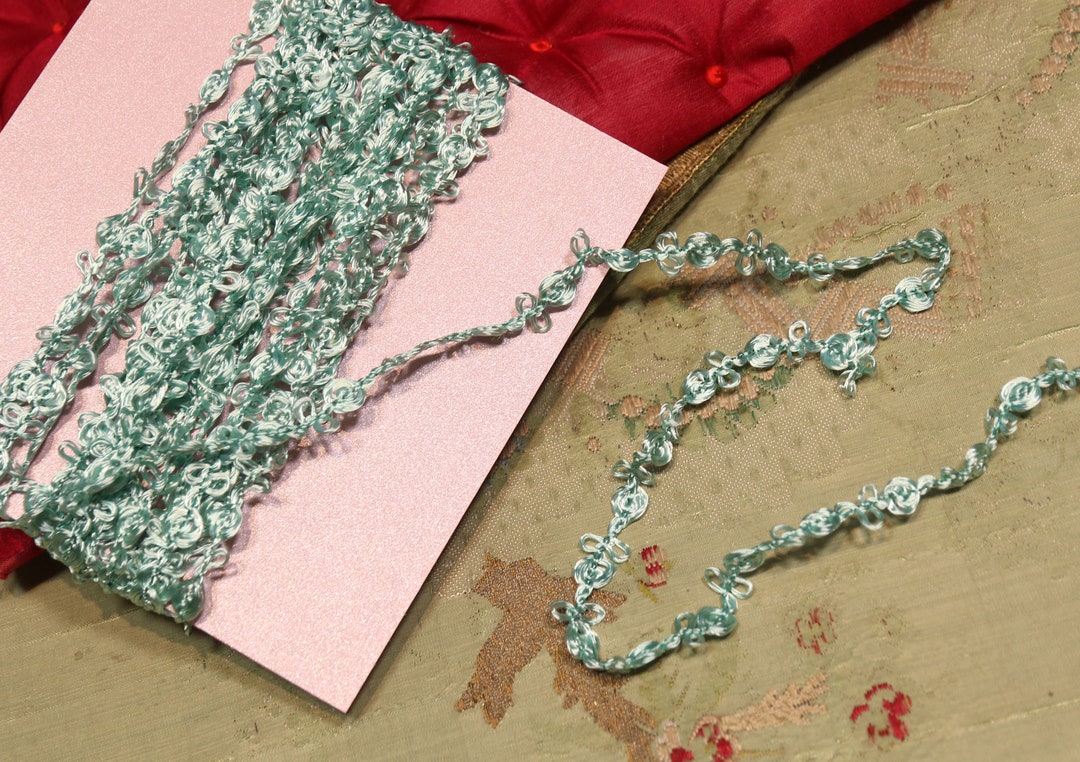 6.75 Yards Vintage Rayon Rococo Trim Lace Braid Gorgeous Aqua Shade 7/ ...