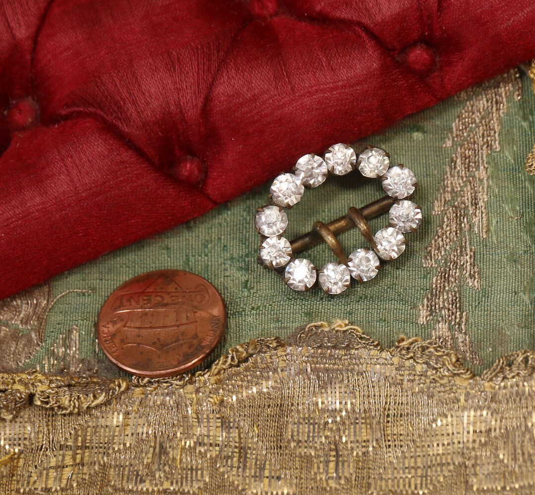 Antique Tiny Buckle Trim Victorian Gold Prong Set Rhinestone Bebe Dolls ...