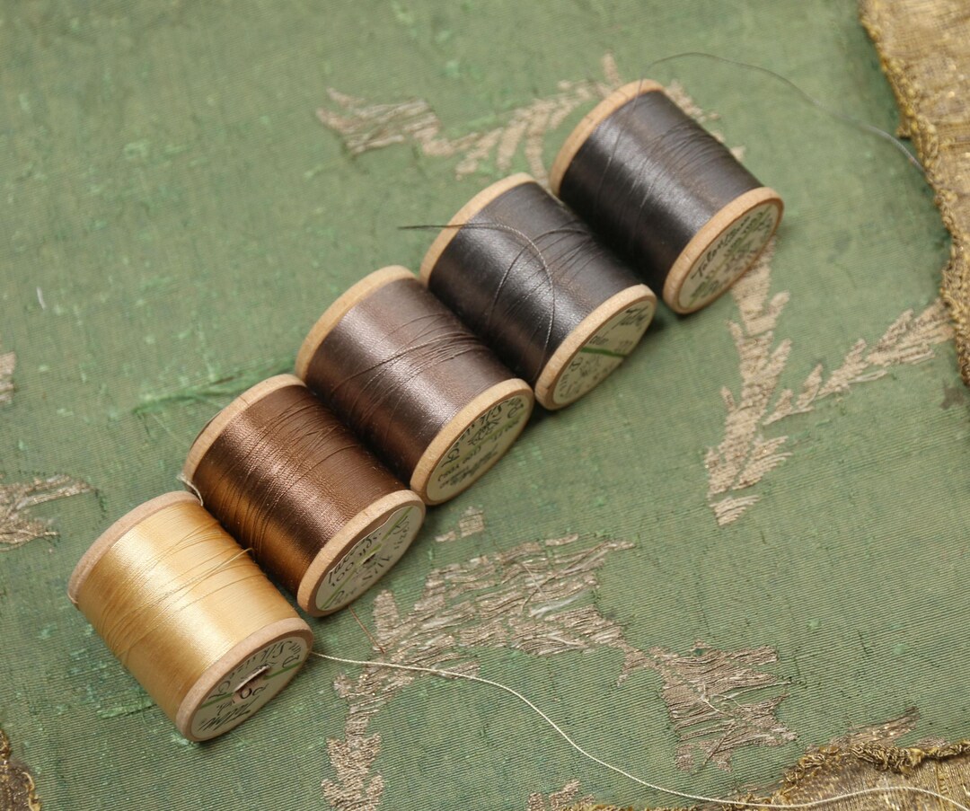 5 Vintage Pure Silk Thread Lot Assorted Neutral Shades Spool 100 Yards ...