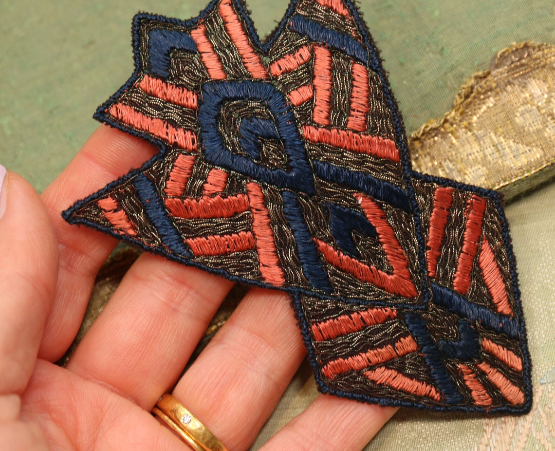 Lovely 1920s Antique Applique Embroidered Metal and Rayon Trim - Etsy