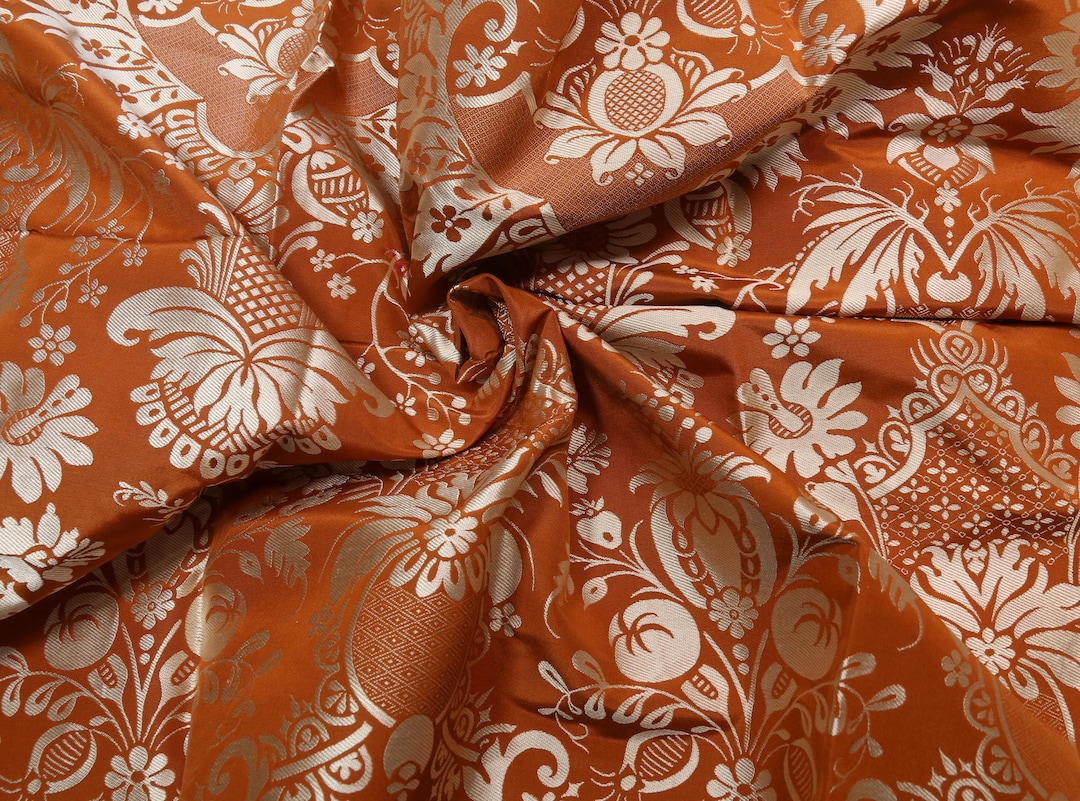 Scalamandre Silk Lampas Fabric for 18th Century Style Pumpkin Orange ...