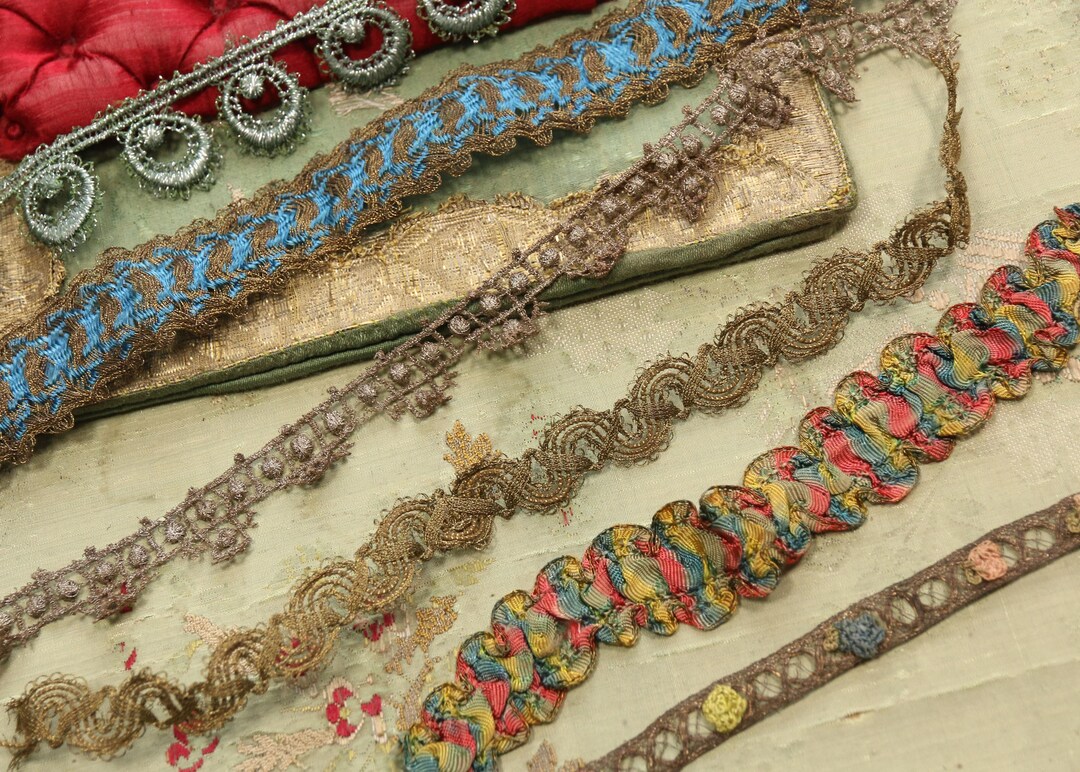 Antique Lame Metal Art Deco Metal Gold Ribbonwork Silver Lace Lame Lot ...