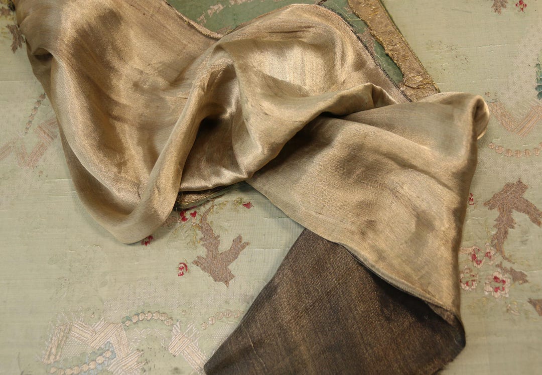 Rare Large Piece Antique 36 Long Real Silk Metal Lame Material Flapper ...