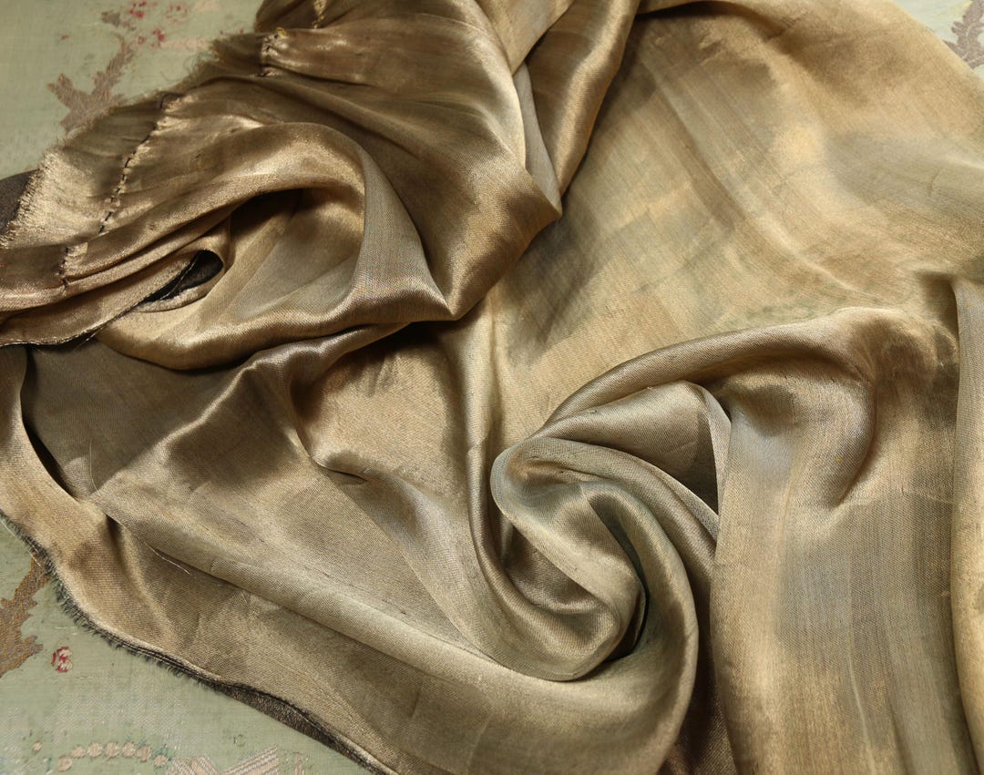 Rare Large Panel Piece Antique 20x36" Long Real Silk Metal Lame ...