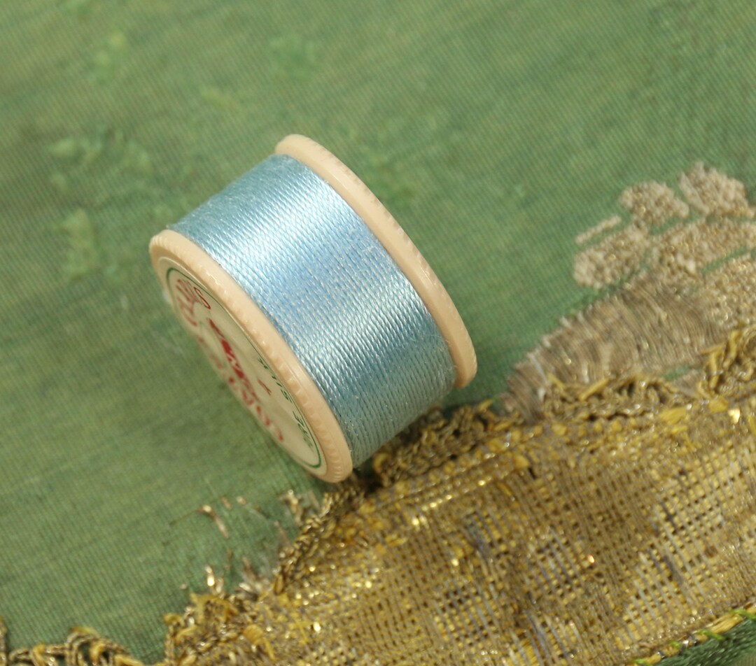 1 Vintage Pure Silk Buttonhole Twist Thread Spool Soft Blue Shade 10 ...
