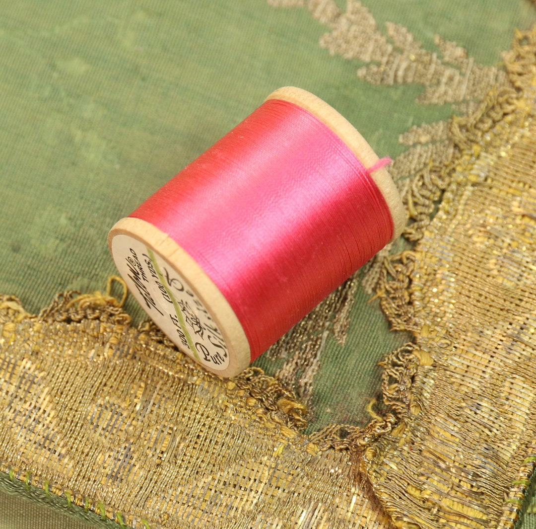 Vintage Pure Silk Thread 335 Rich Warm Pink Unused Spool Wooden New Old ...