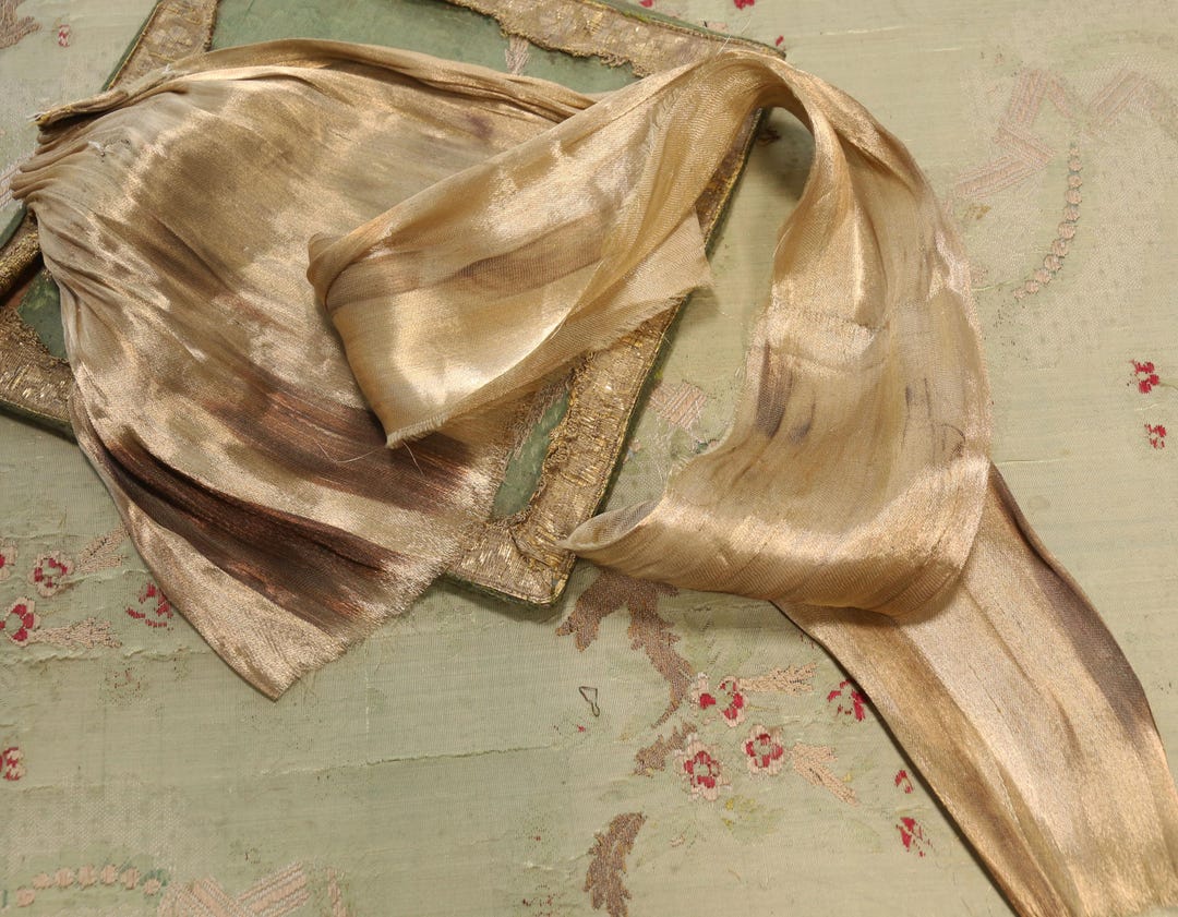 Rare Large Piece Antique 38 Long Real Silk Metal Lame Material Flapper ...