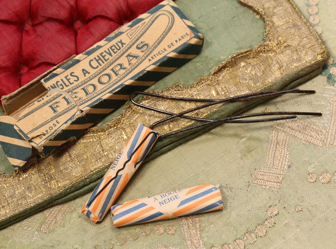 Antique French Box and Packets Metal Hair Pins Fabulous Display 1800s ...