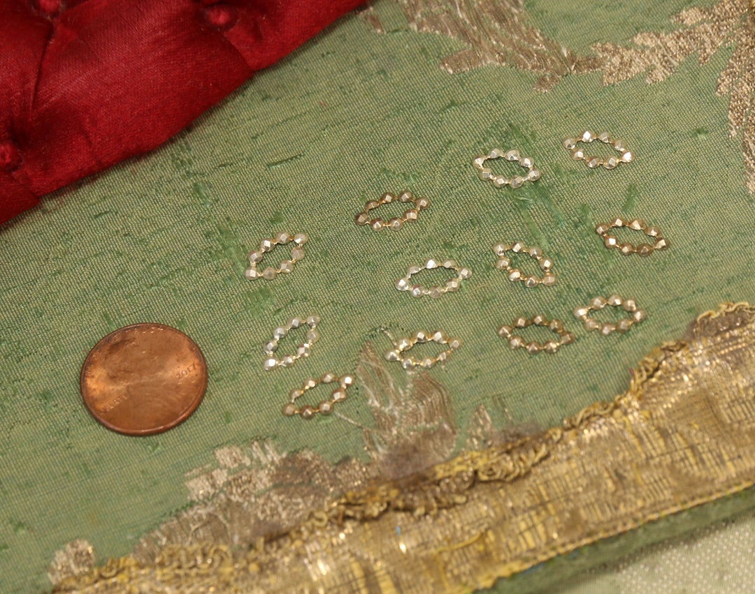 Antique Lot 12 Metal Tiny Faux Cut Steel Trims 1/4 Trim 1/2 Silver 1910 ...