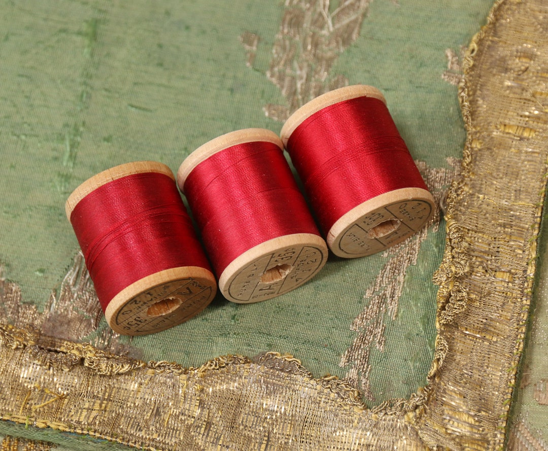 Vintage Lot 3 Pure Silk Thread Spools Red Shades Fly Tying Dolls ...