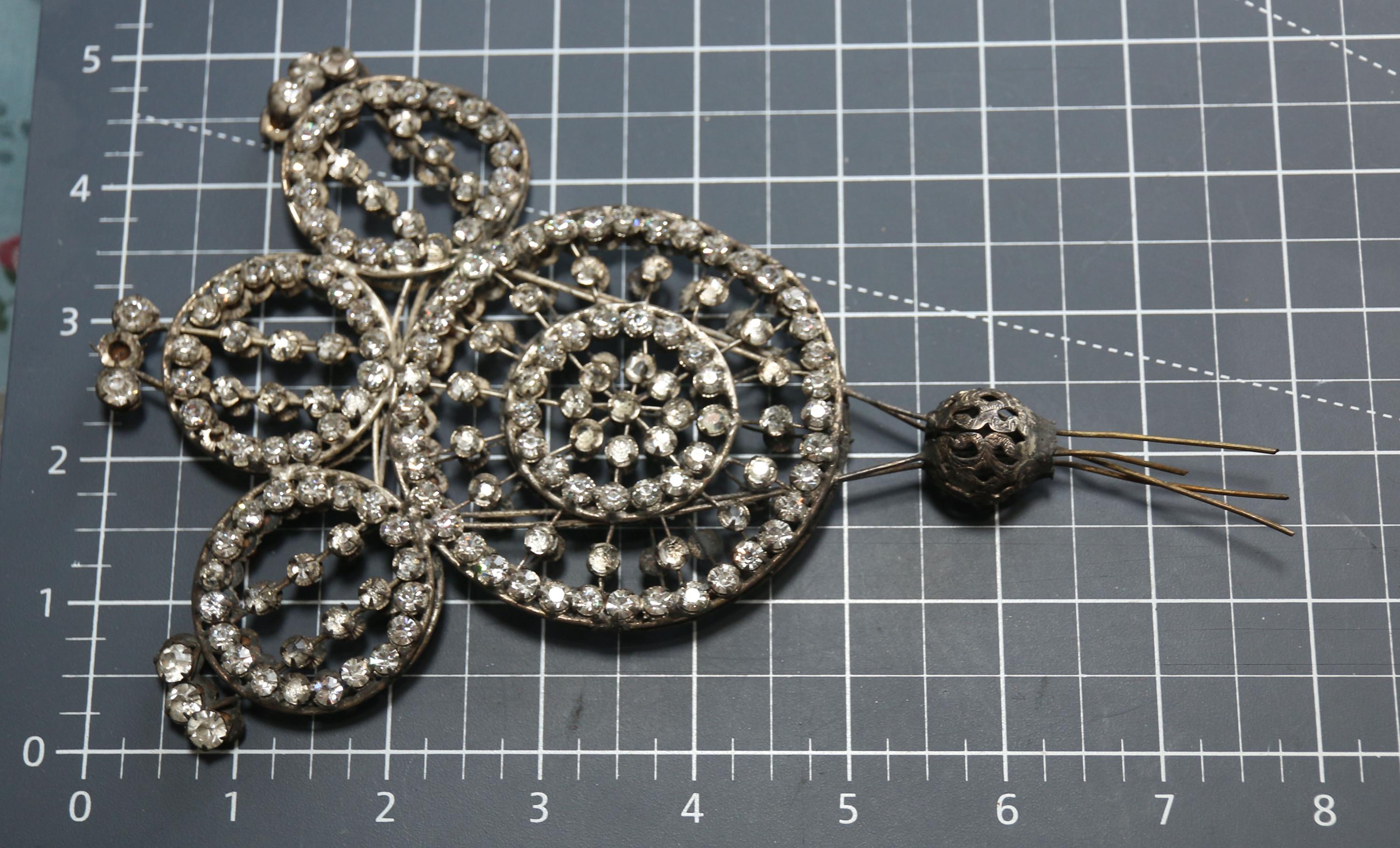 Antique Large Hair Applique Prong Set Rhinestone Edwardian Silver Art ...