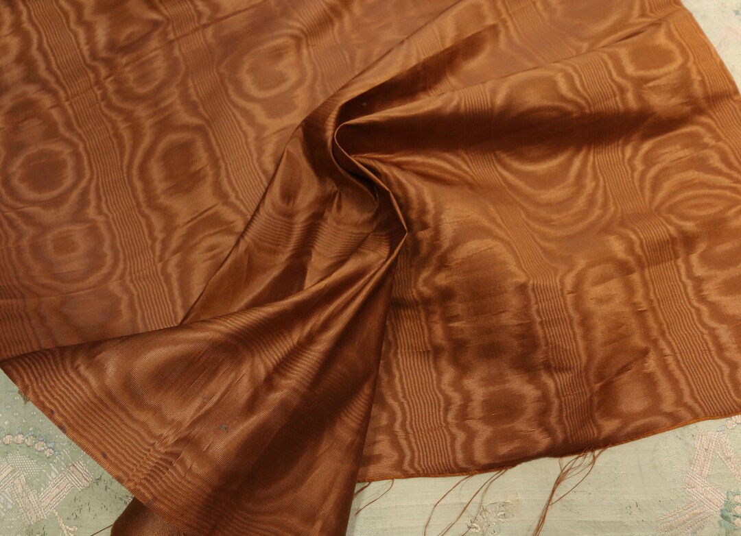 1/2 Yard Rare Antique Gorgeous Pure Silk Moire Faille Ribbed Fabric 20 ...