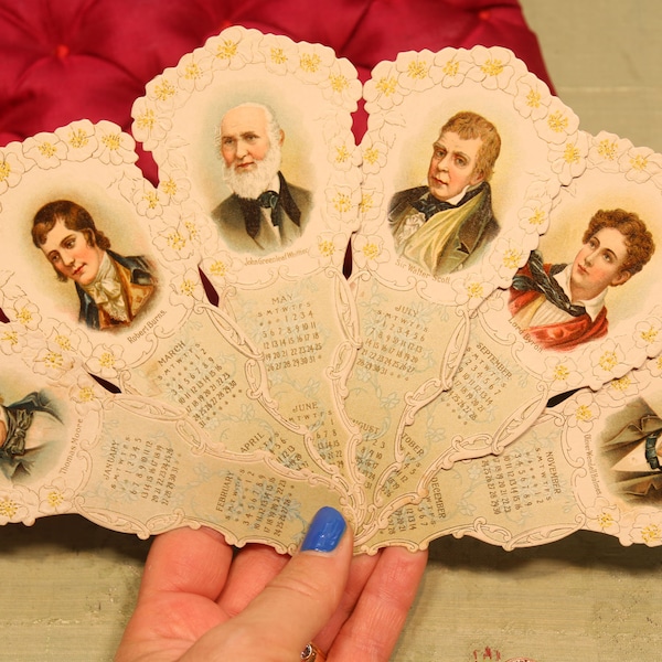 Antique Die Cut Calendar Fan - Etsy
