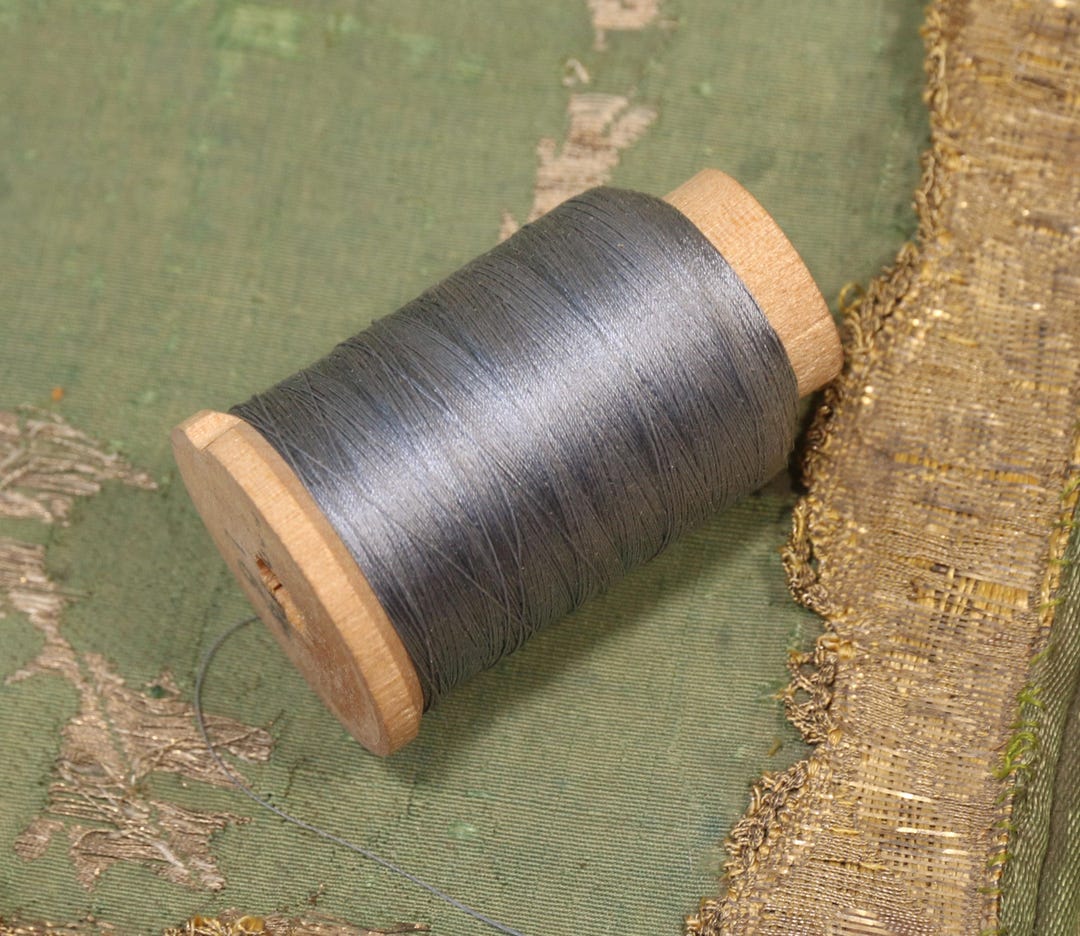 1 Vintage Large Spool Pure Silk Thread 1621 Size 0 Blue Gray 600 Yards+ ...