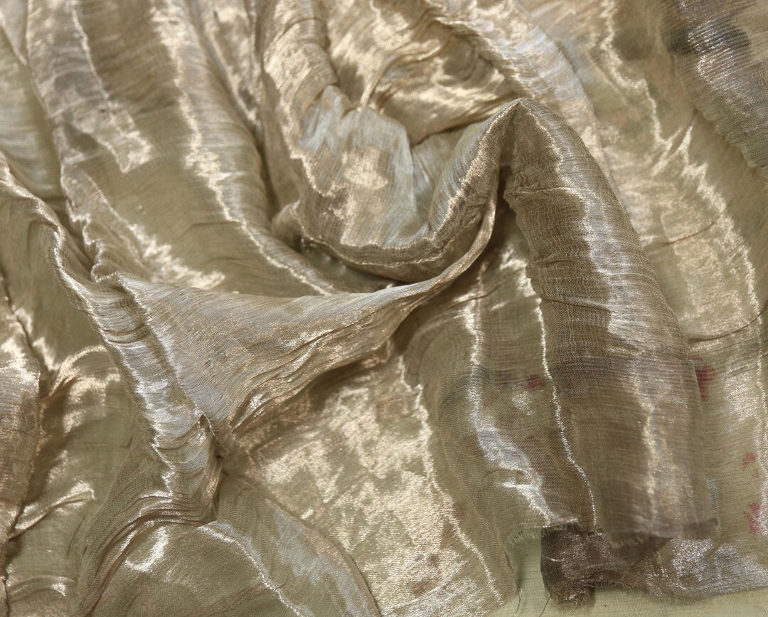 Antique Incredible Real Metal Lame Sheer Material Flapper Fabric Silver ...