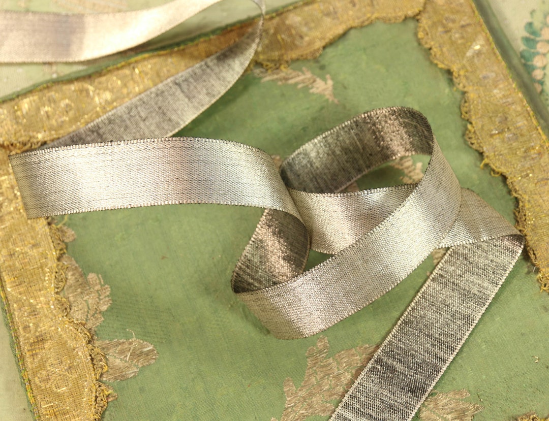 Antique French 1 Yard Metal Millinery Ribbon Silver Trim 15/16" Wide ...