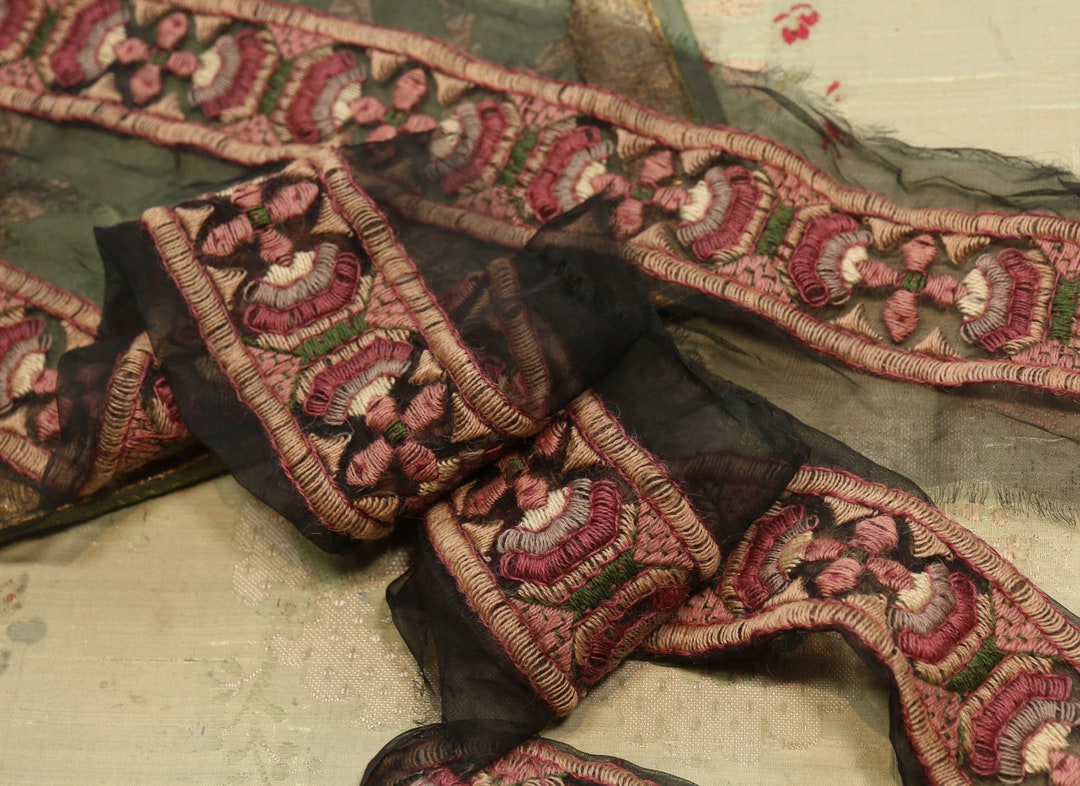 1.25 Yards Antique Incredible Lord Taylor Wool Trim Silk Art Deco 1920s ...