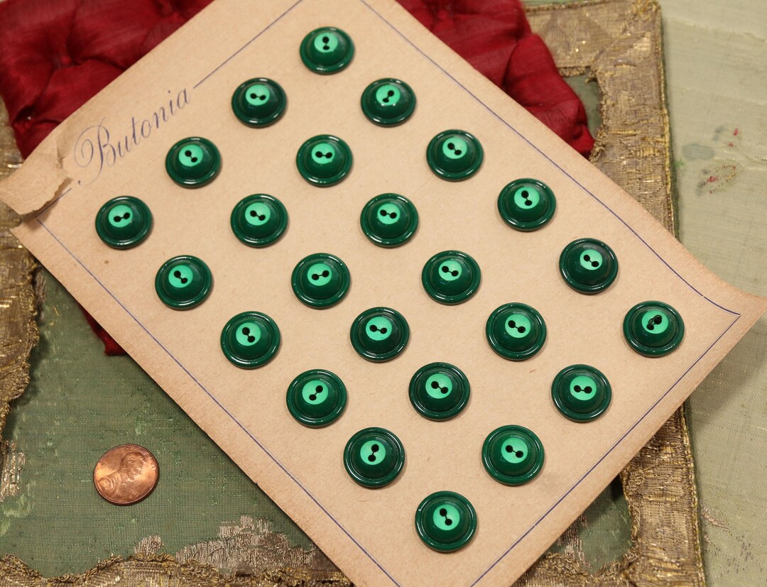 Vintage French Button Card 1930 1940 Full Set Ringer Early Plastic Art ...