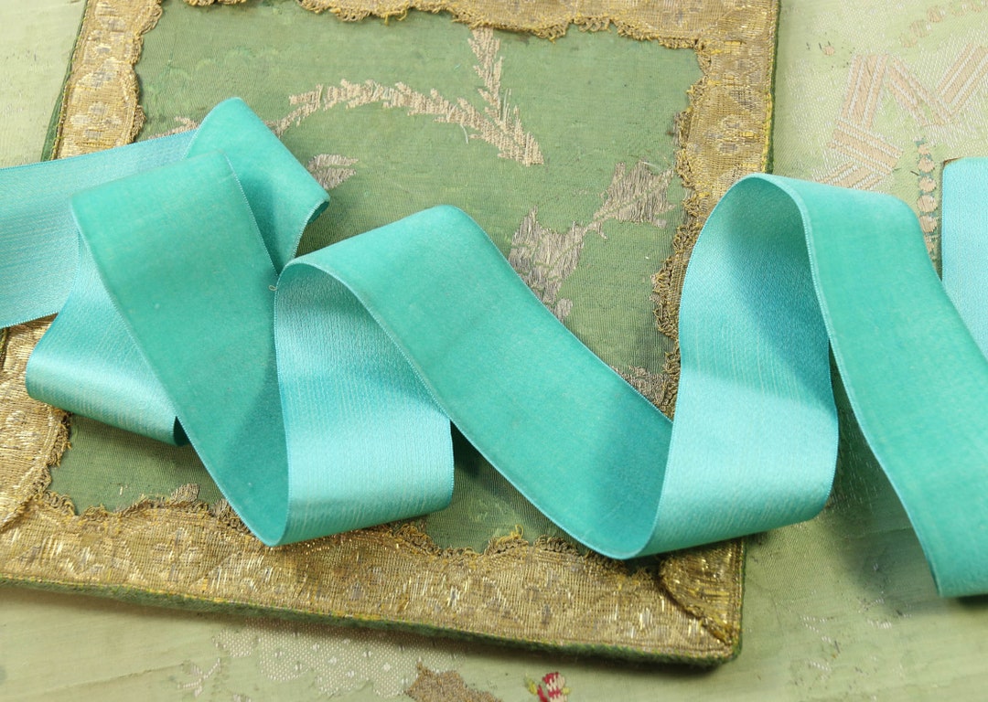 3/4 Yard Antique 1.75 Wide Silk Velvet Ribbon Rich Aqua - Etsy