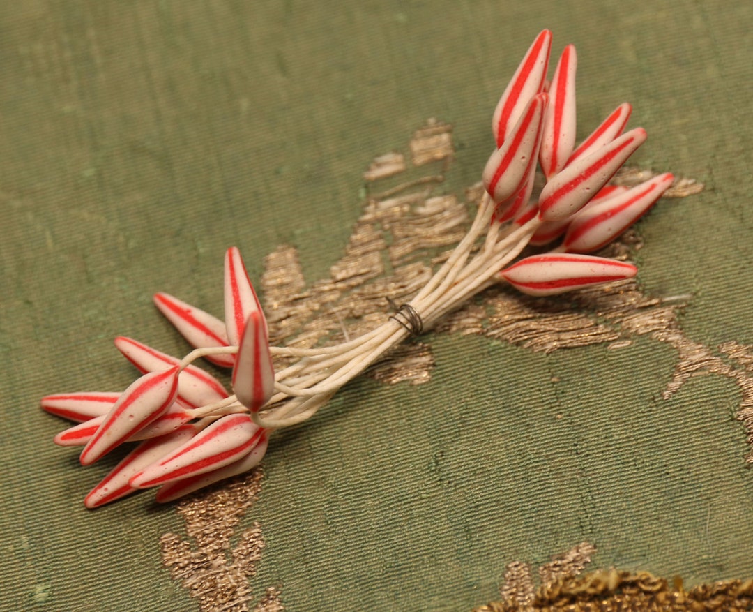 1 Antique Vintage Very Rare Peppermint Red White Stripe Soft Shade ...