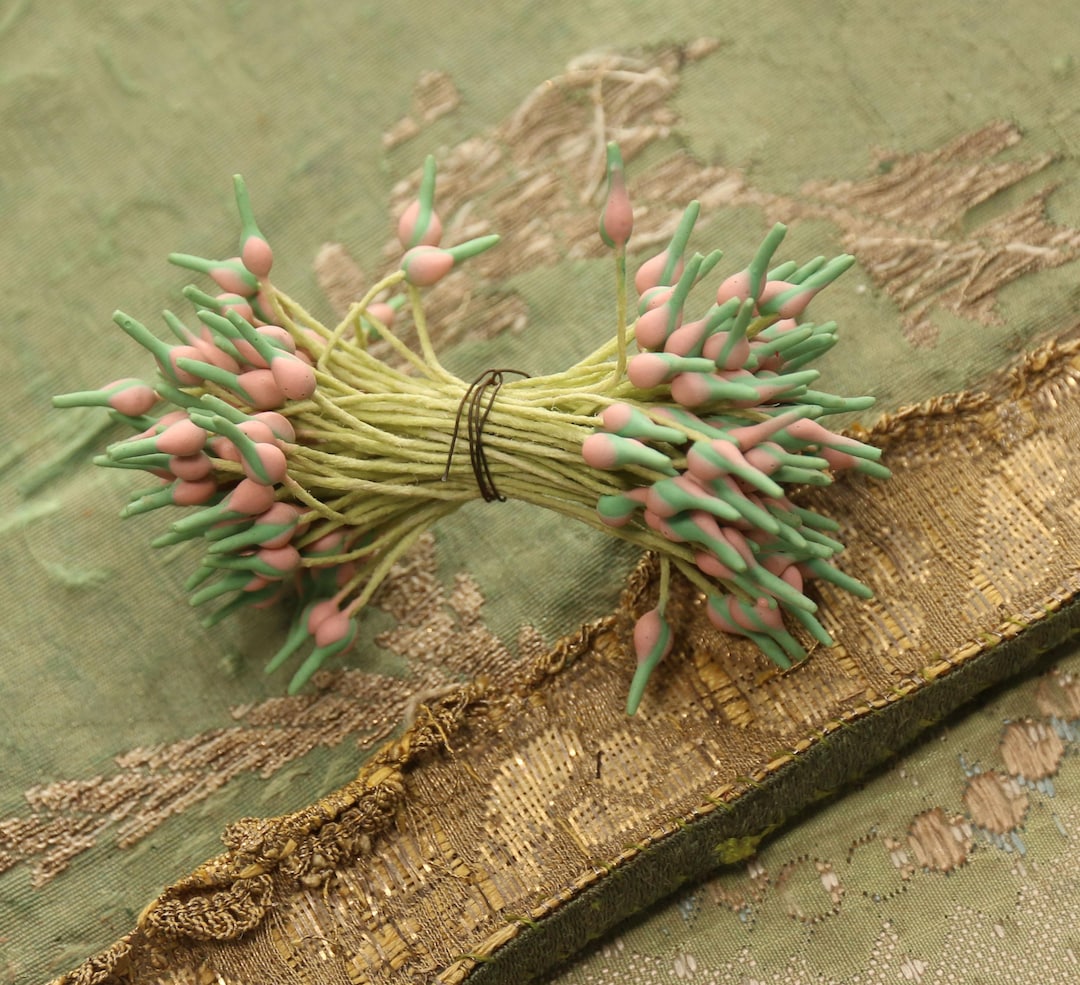 Antique 1920s Vintage Rare Double Colored Buds Millinery Stamen Aqua ...