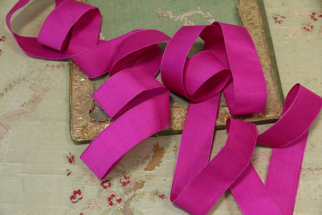 2 Yards + Rare Shade Antique Silk Taffeta Corded Edge Ribbon Trim ...