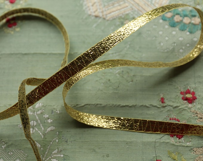 1 Yard Vintage Metal Tinsel Ribbon Trim 5/16 Gold Metal Narrow Rosette ...