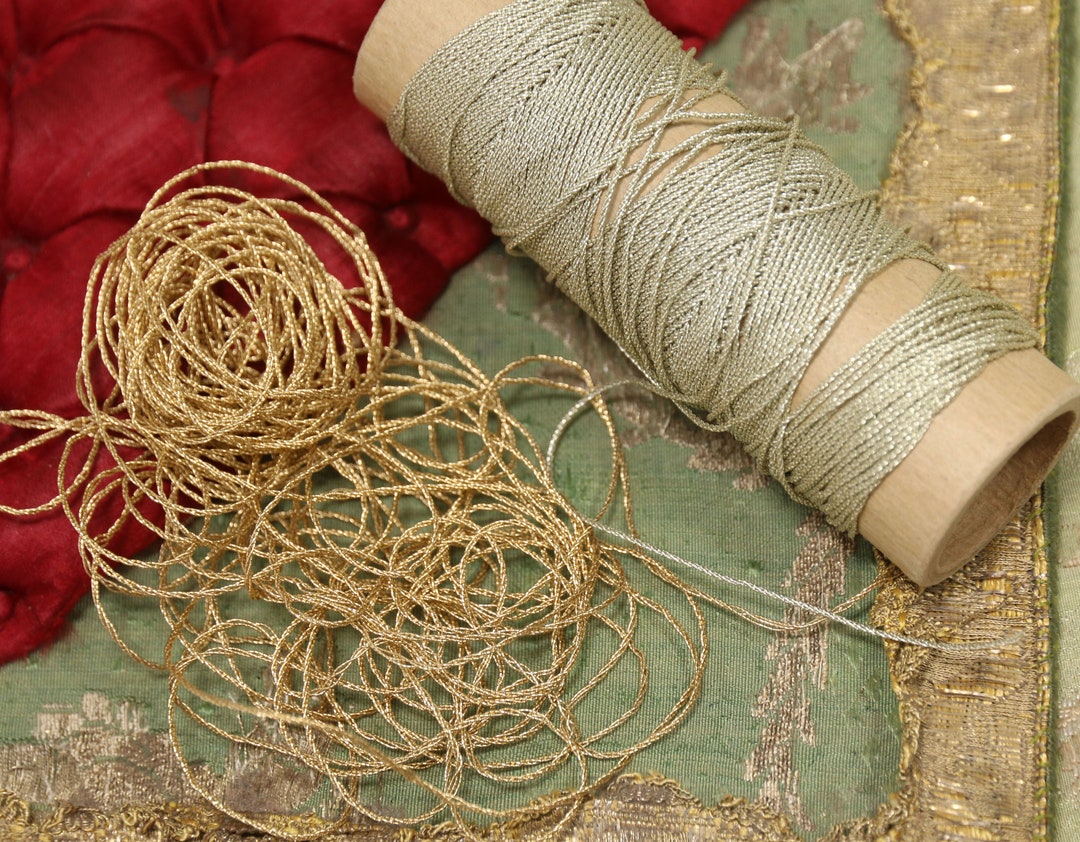 Vintage Metallic Gold Silver Tinsel Couching Thread Ribbon Yards Accent ...