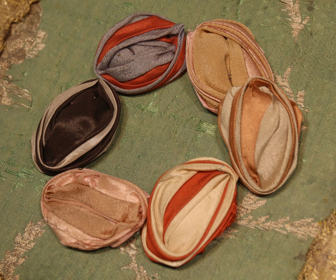 Antique Silk Ribbonwork Lot Roses Rolled Soft Shade Flower Millinery ...