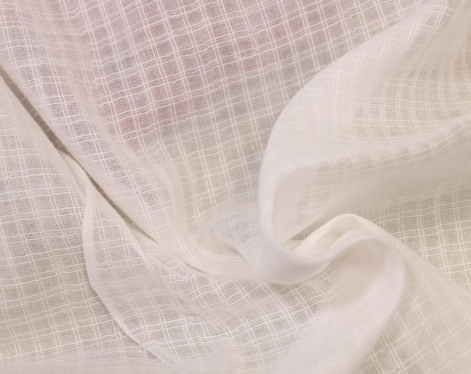 1/2 Yard Vintage Dimity Cotton Semi Sheer White Windowpane Fabric Baby ...