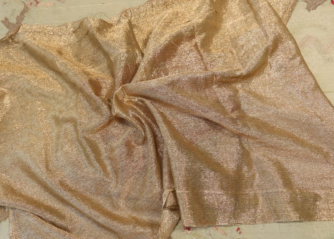 Antique Rare Real Metal Lame 22 Material Flapper Fabric Silk Gold Woven ...