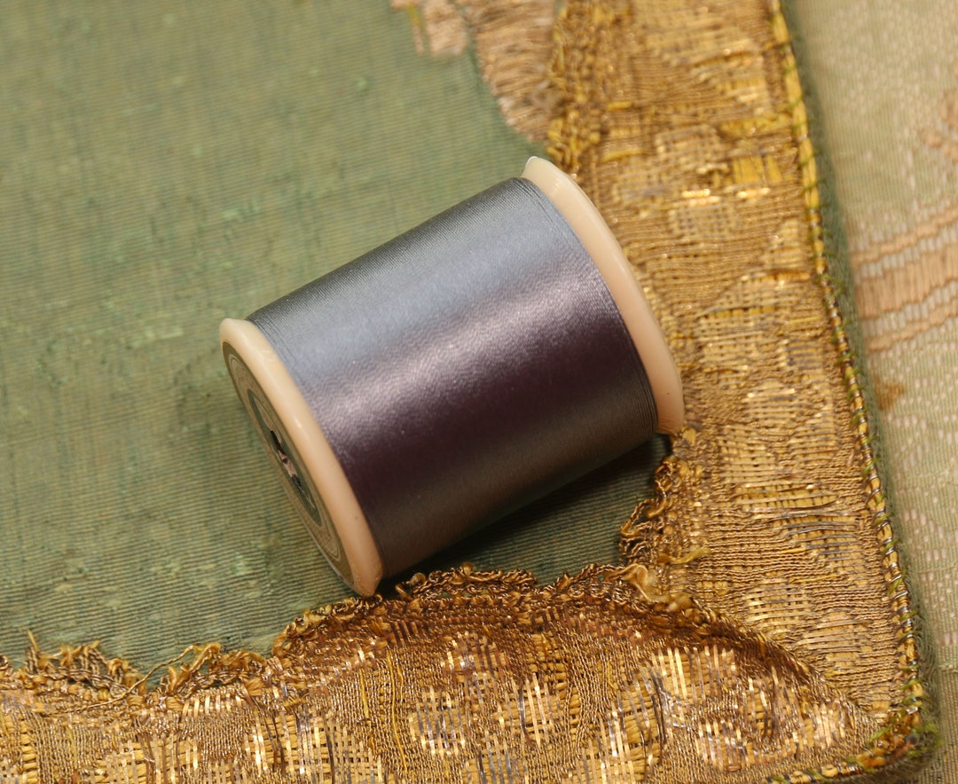 Vintage Pure Silk Thread Sewing #58 Dark Gray Blue Unused Spool Kanebo ...