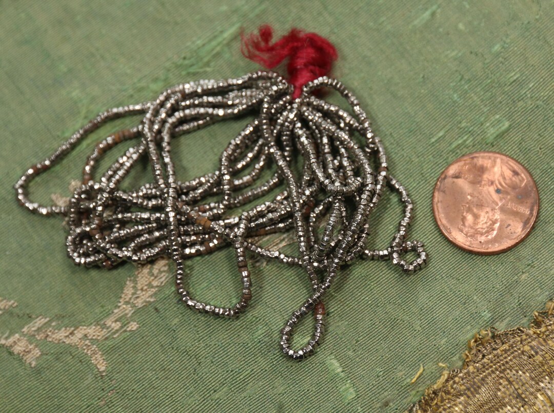Antique Rare Hank Cut Steel Beads Faceted Full Hank Silver Shade Fine ...