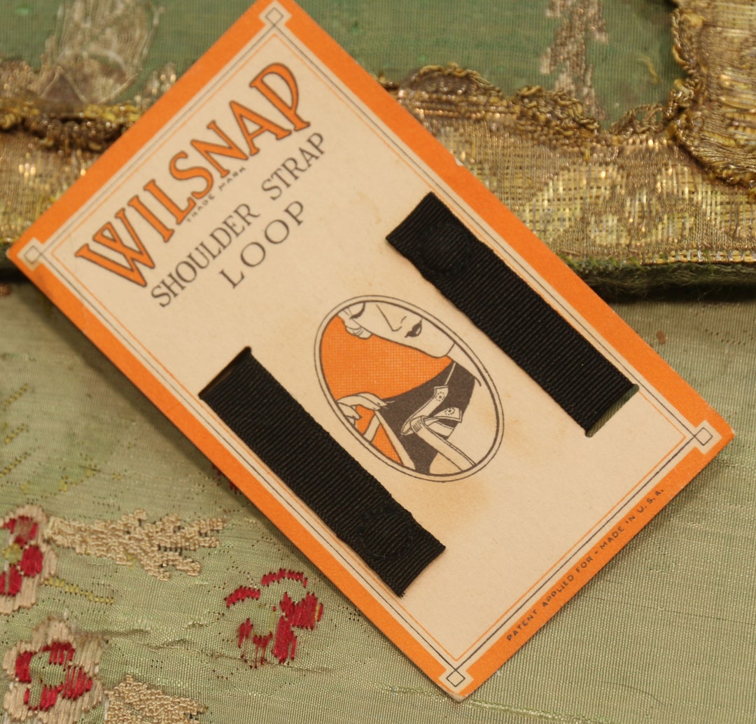 1 Card Antique Vintage Snap Fastener Tiny Silk Shoulder Strap Flapper ...