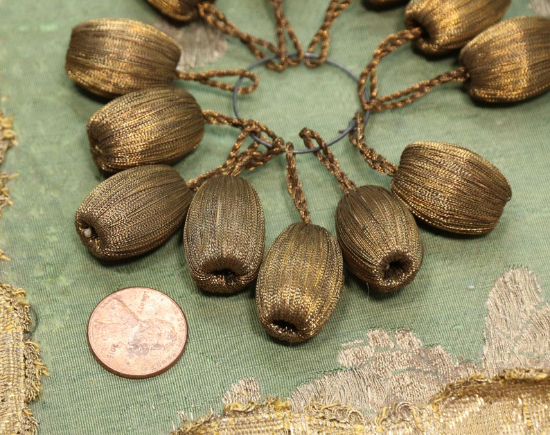 Antique Lot of 12 Fabulous Round 7/8" Shape Metal Bobble Trim Gold ...