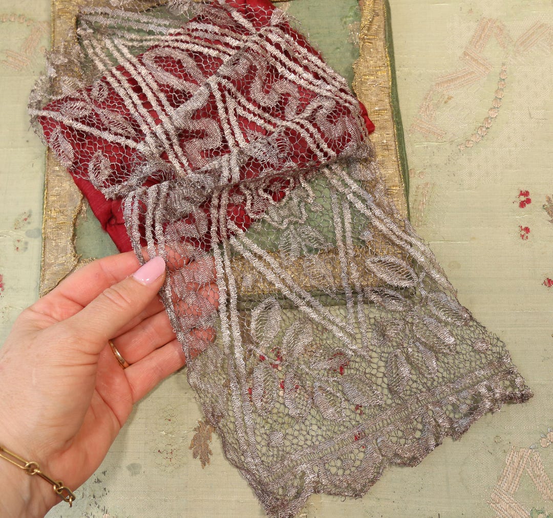 Antique Rare Real Metal Lame 22" Material Flapper Fabric Silk Gold ...