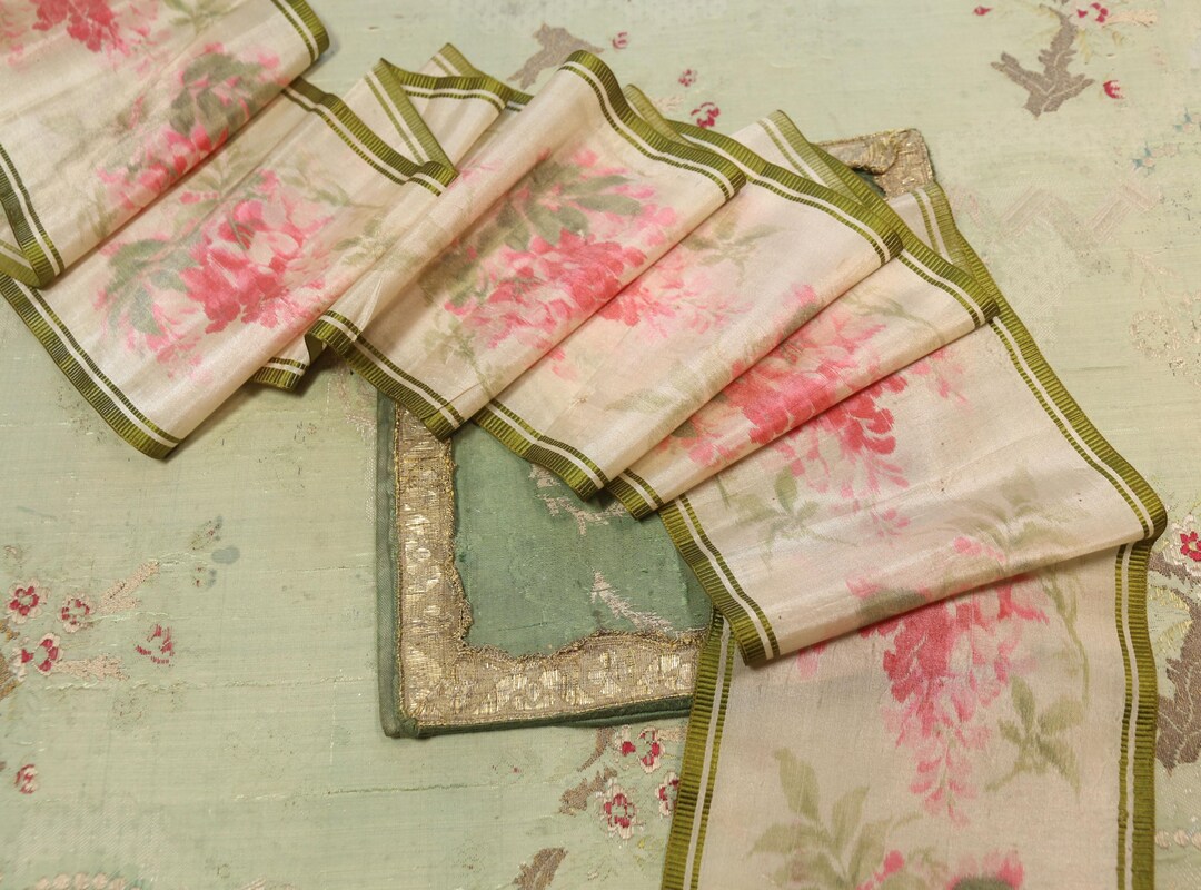 1.9 Yards Long Antique Faille Stripe Watered Silk Tissue Ribbon Pink 6 ...