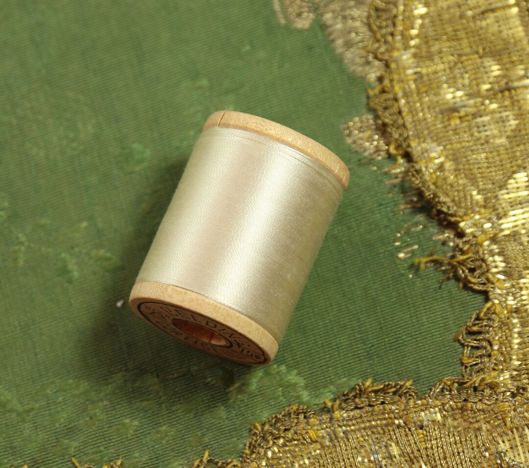 Vintage Pure Silk Thread 2300 Warm White 50 Yards Unused Spool Wooden ...