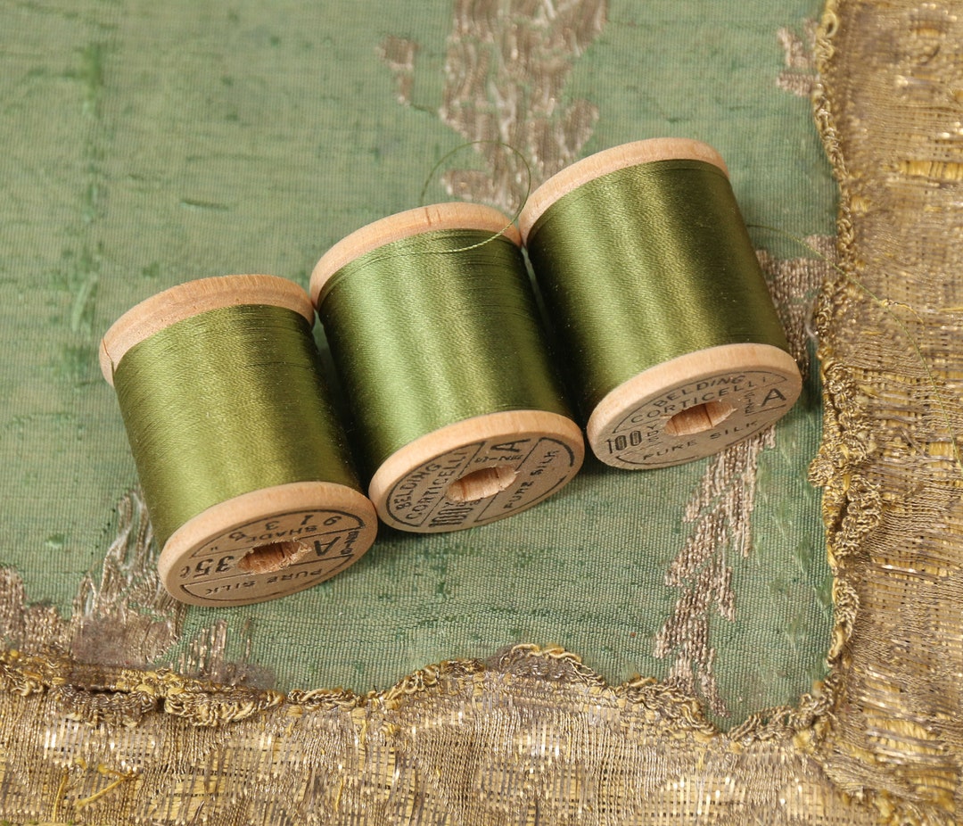 Vintage Lot 3 Pure Silk Thread Spools Green Shades Fly Tying Dolls ...
