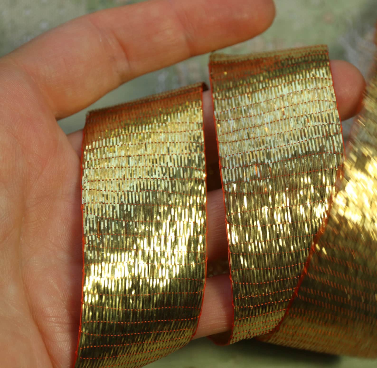 1 Yard Real Metal Ribbon Gold Lame 1.25 Woven Fabulous - Etsy