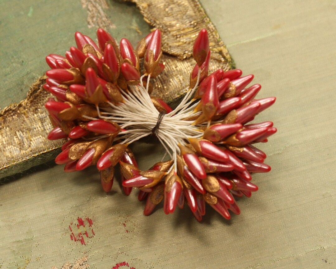 Vintage Metallic Gold Red Rust Stamens Large Bundle Colored Buds ...