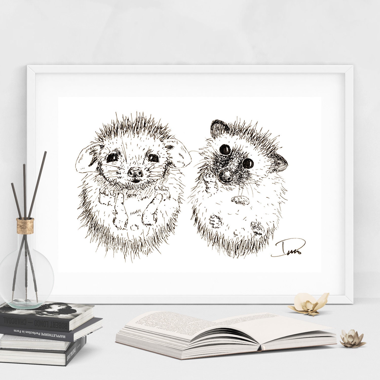 Two little hedgehogs Pen Drawing Inktober 2018 Print - Etsy Nederland