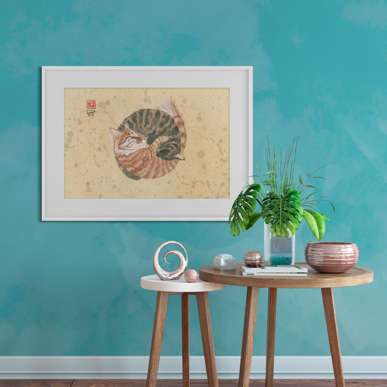 Yin Yang Cats Sumi-e Watercolor Painting - Harmony (print) - Etsy